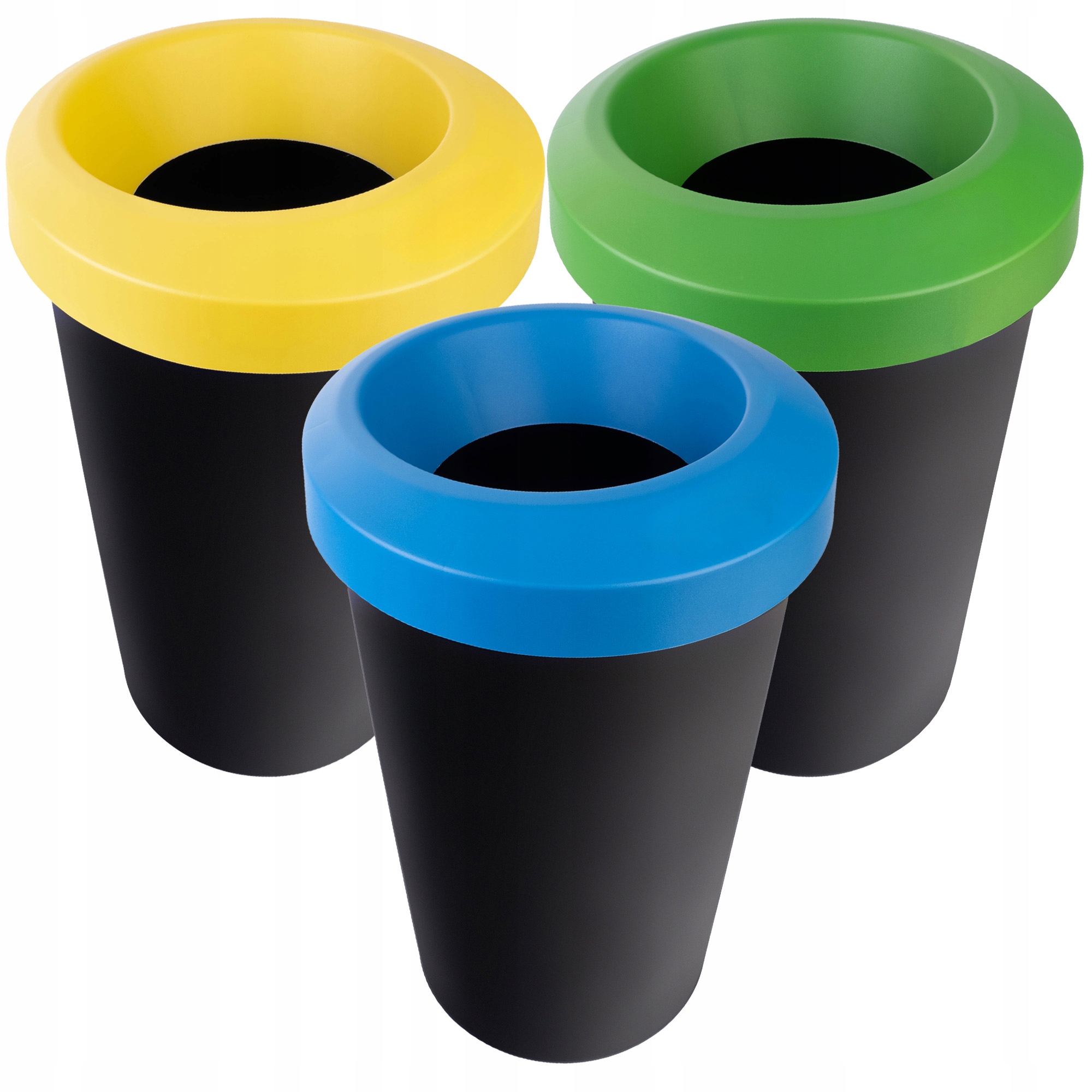 KADAX Lot de poubelles pour tri sélectif, rond, en plastique robuste, poubelle de tri, poubelle ...