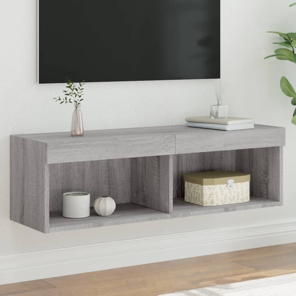 Mueble para TV con luces LED gris Sonoma 100x30x30 cm | Leroy Merlin