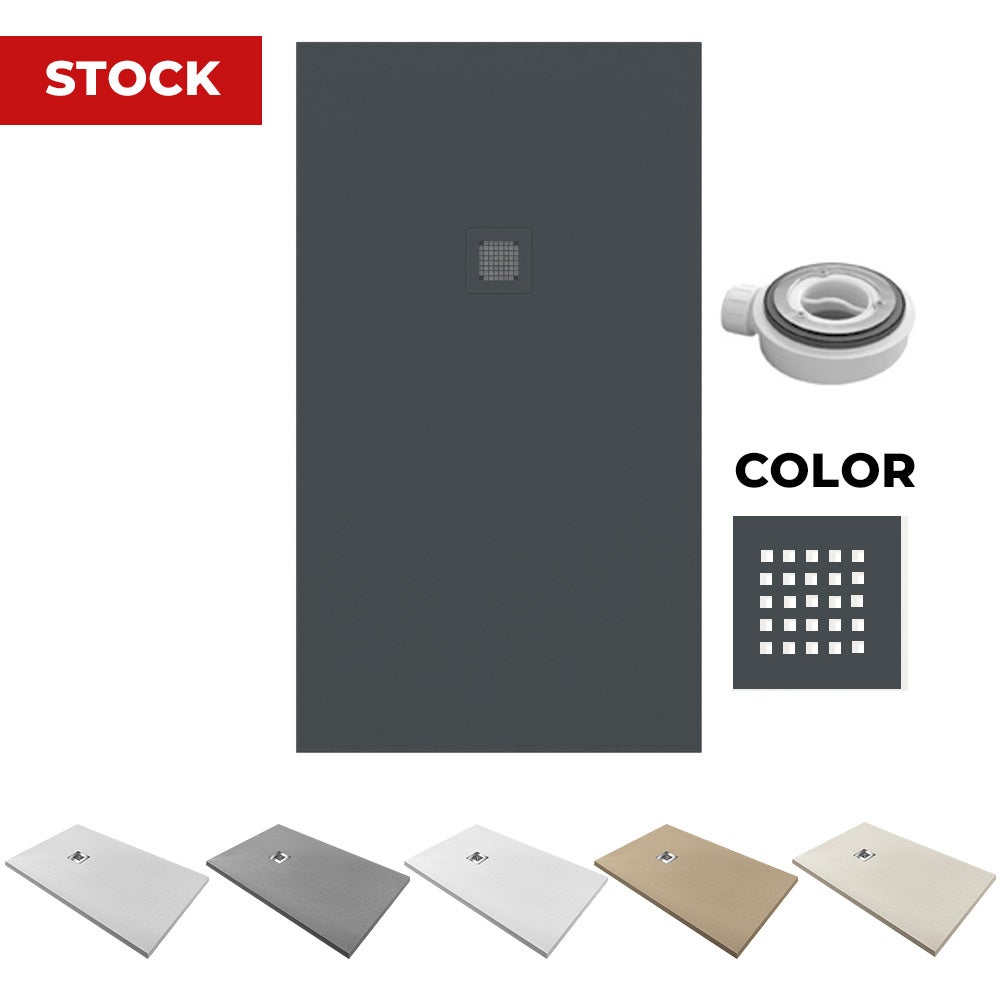 Plato de Ducha de Resina Antideslizante | Válvula de Desagüe + Rejilla ...