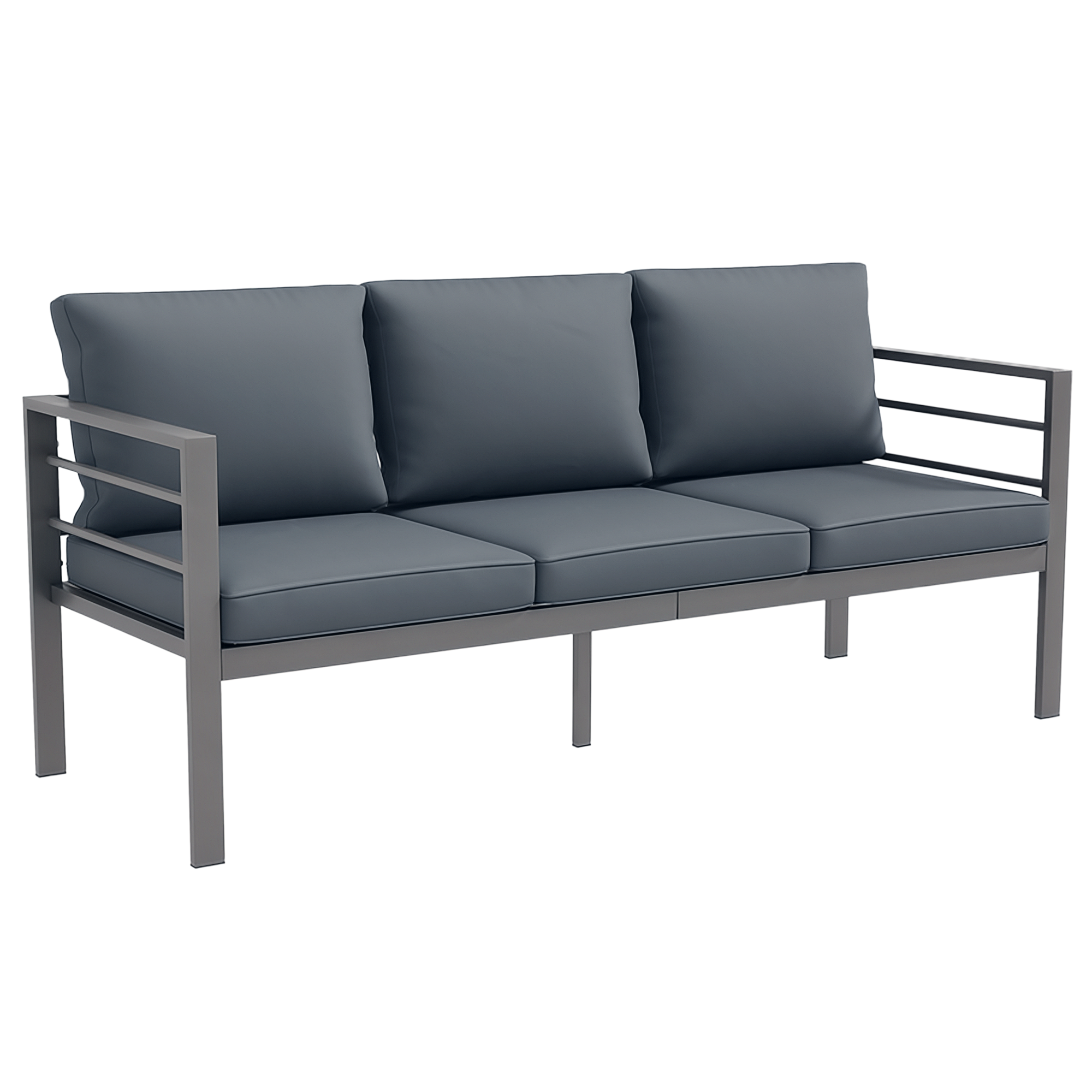 Sofá de jardín de 3 plazas con cojines de asiento y respaldo, aluminio ...