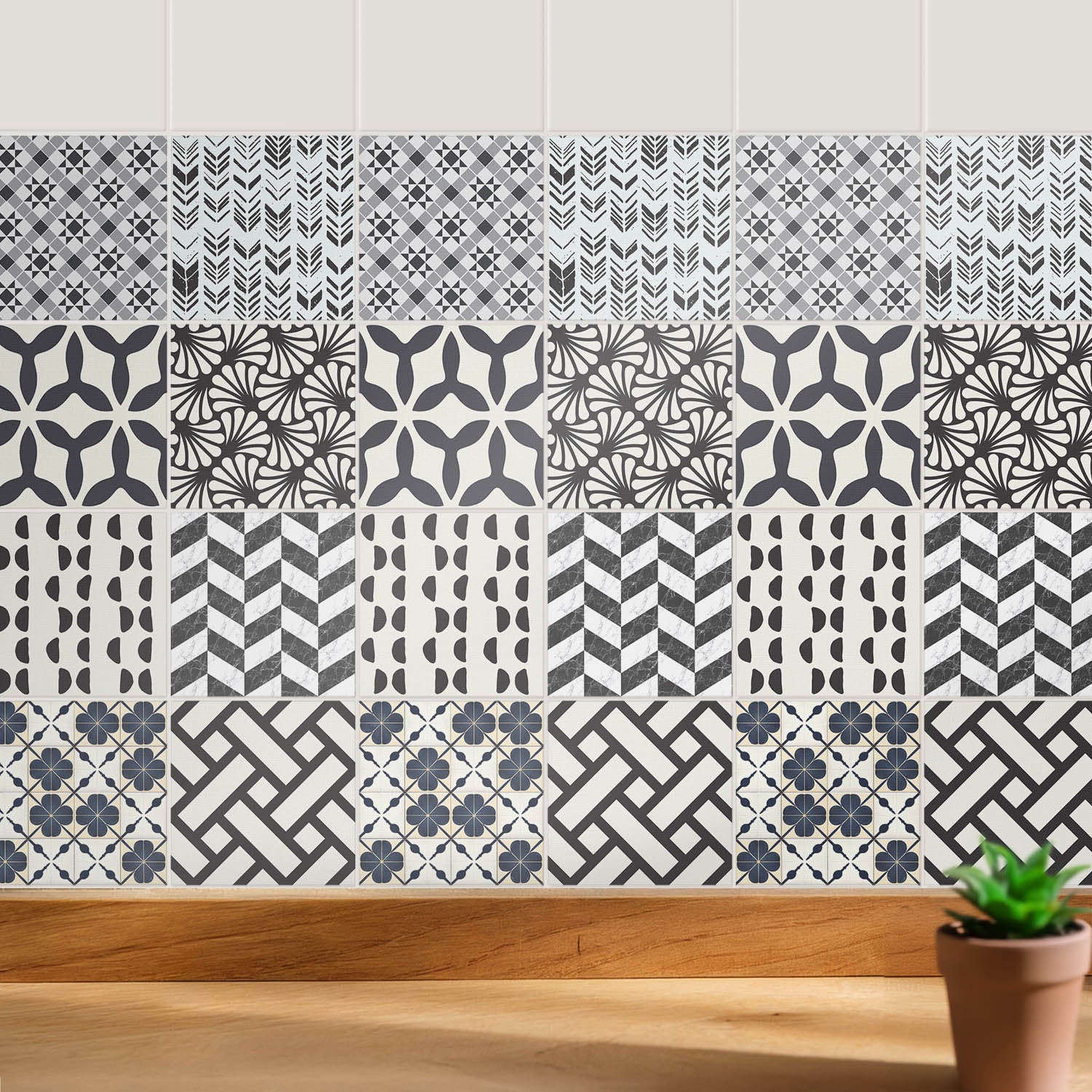 Stickers muraux carreaux | Wallfluent | 10x10 cm | Lot de 24 Pièces ...