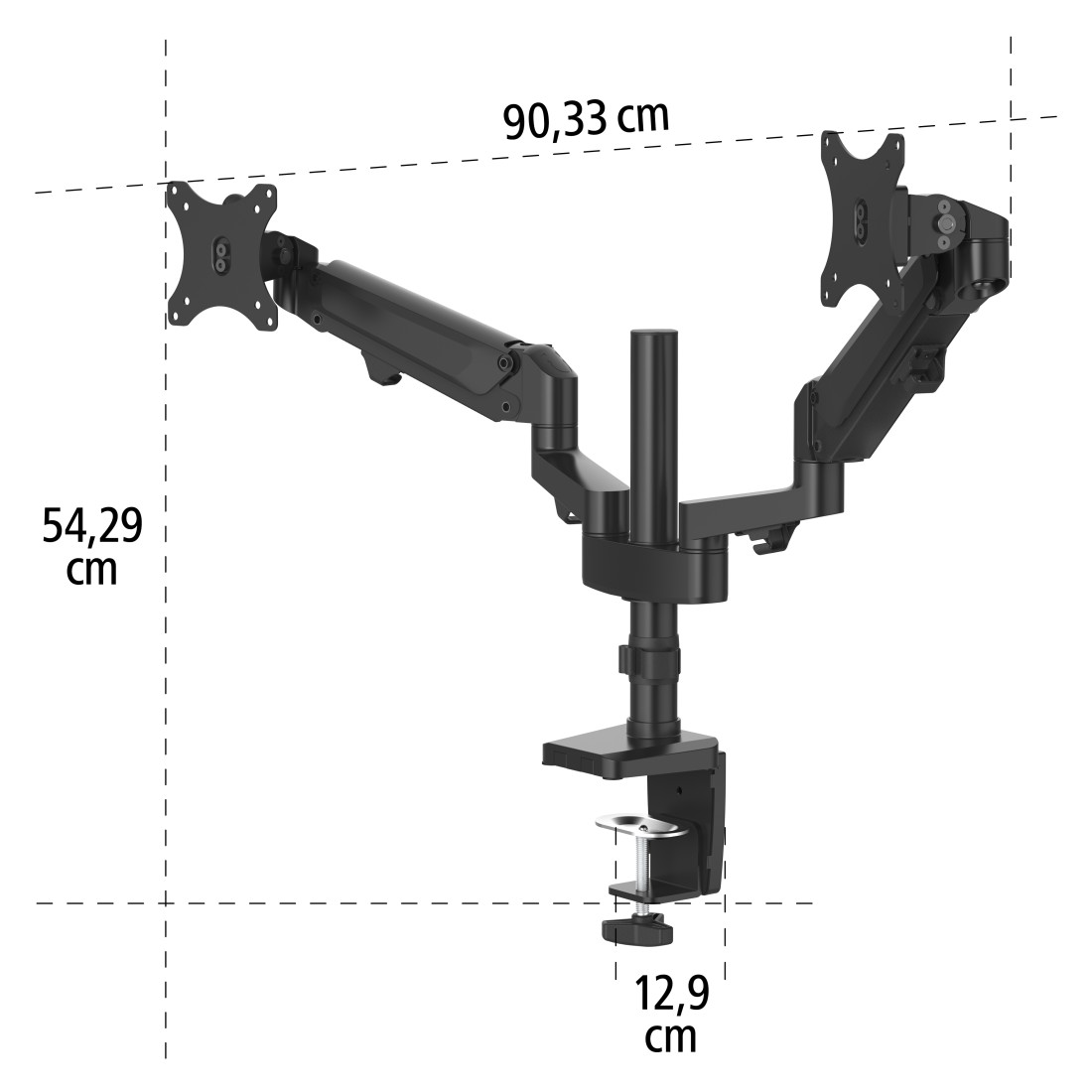 Bras pour écran FULLMOTION, ressort pneumatique, pour 2 écrans, 81 cm ...