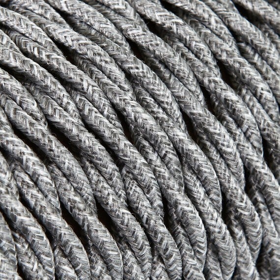 Câble Electrique Gris Foncé en Textile Torsadé 3x0.75mm² - Fil ...
