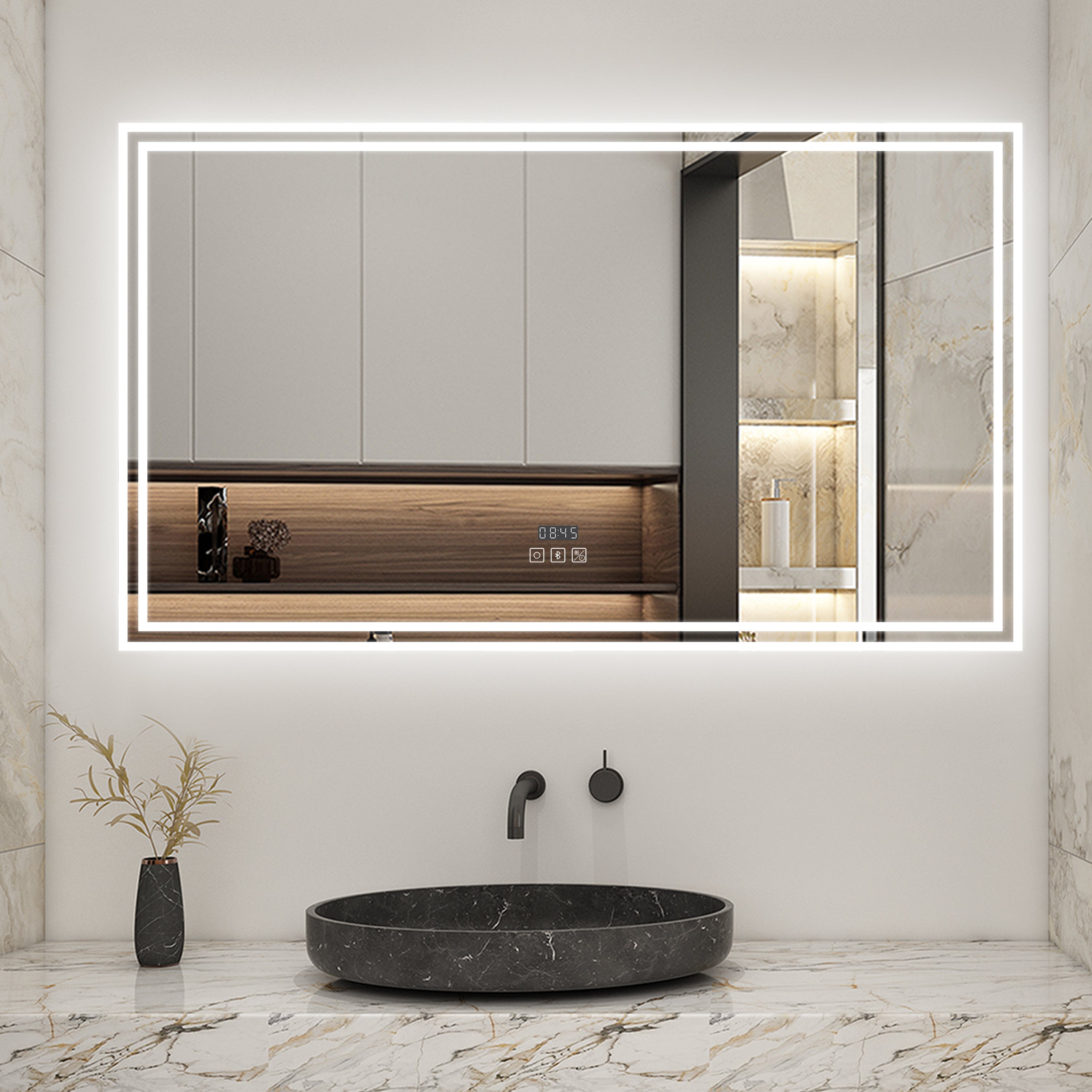 Specchio bagno rettangolare 160x80 cm con luce led a 3 colori ...
