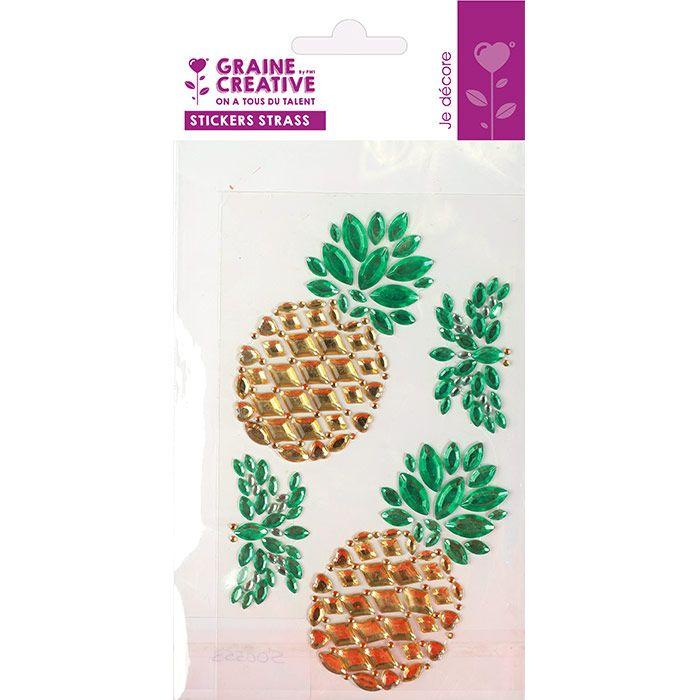 4 stickers strass 15 x 9,5 cm - Ananas - Graine Créative | Leroy Merlin