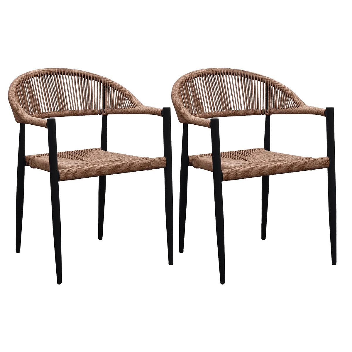 KORSI - Lot de 2 Fauteuils de Table de Jardin en Aluminium Noir et ...