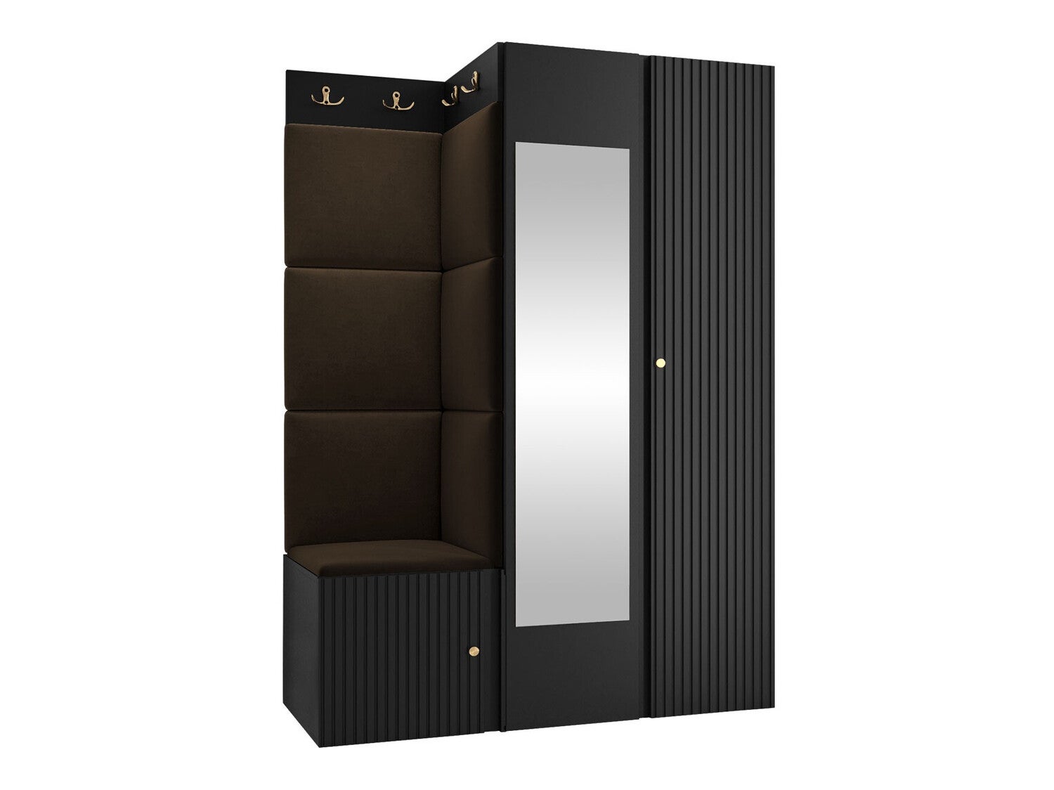 Conjunto de recibidor Hartford 388, 186x116x46cm, Espejo, Marrón, Negro ...