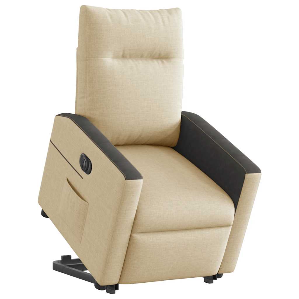 Sillón eléctrico reclinable elevable de tela color crema - COMFORTXL ...