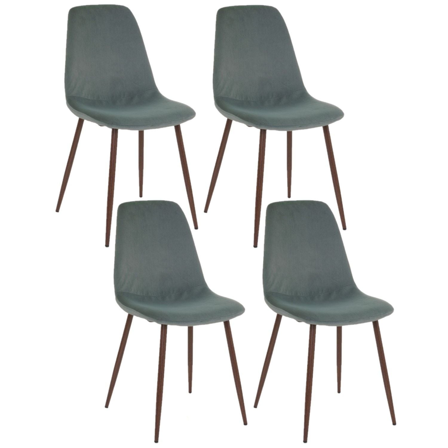 Lot de 4 Chaises confortables en polyester effet velours et pieds en ...