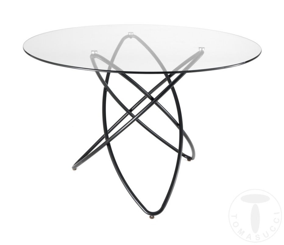 Table ronde en acier noir et verre trempé Ondine D 120 cm | Leroy Merlin