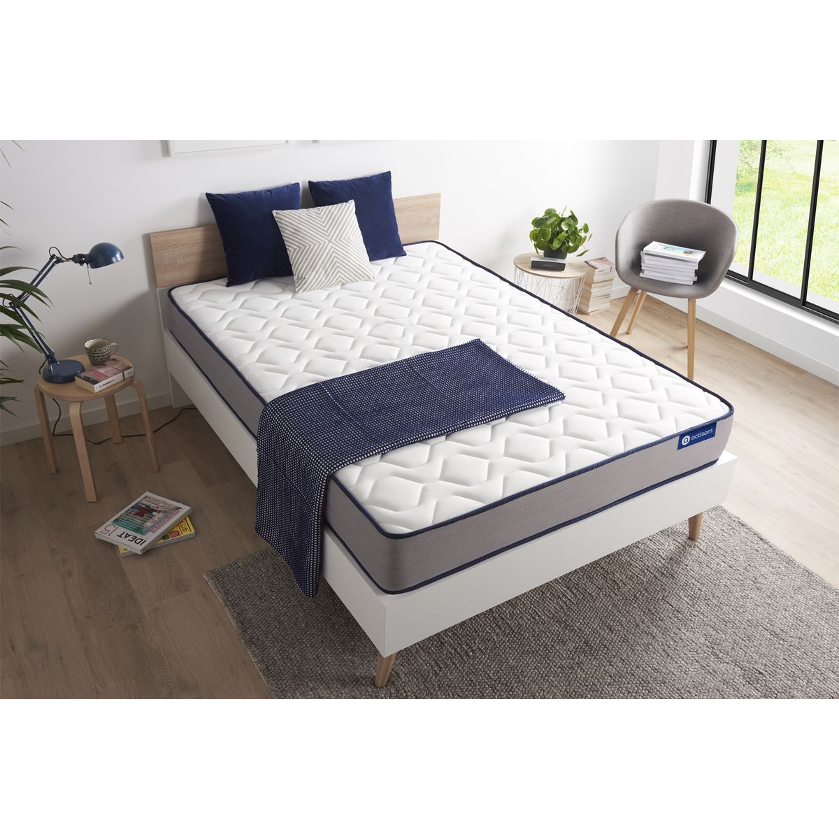 Matelas 180 x 200 cm Actilatex form - Latex et mémoire de forme - Ep. 22 cm - Ferme - 5 zones de ...