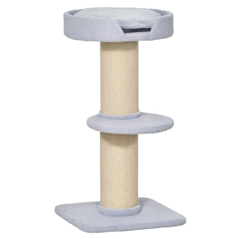 Árbol rascador para gato, azul, poliéster, 45 x 45 x 91 cm, cojín ...