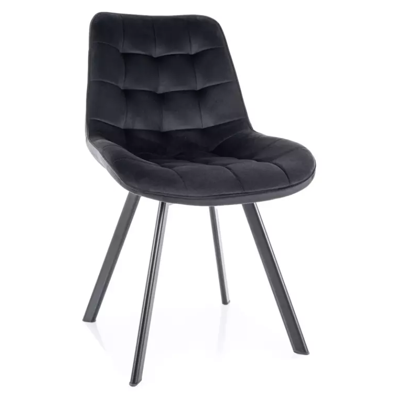 Chaise en velours noir pivotante et métal noir mat avec assise ...