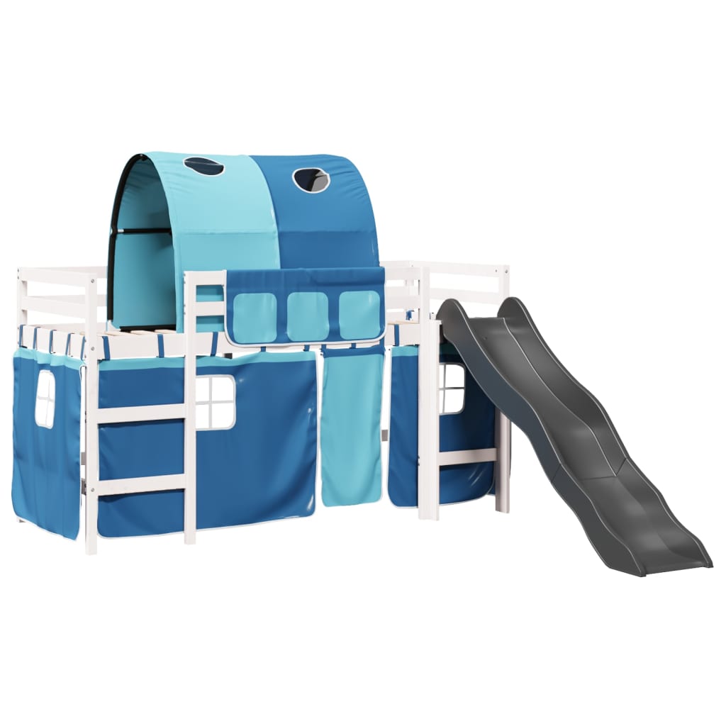 Letto alto per bambini con tunnel, in legno di pino blu, 90x190 cm ...