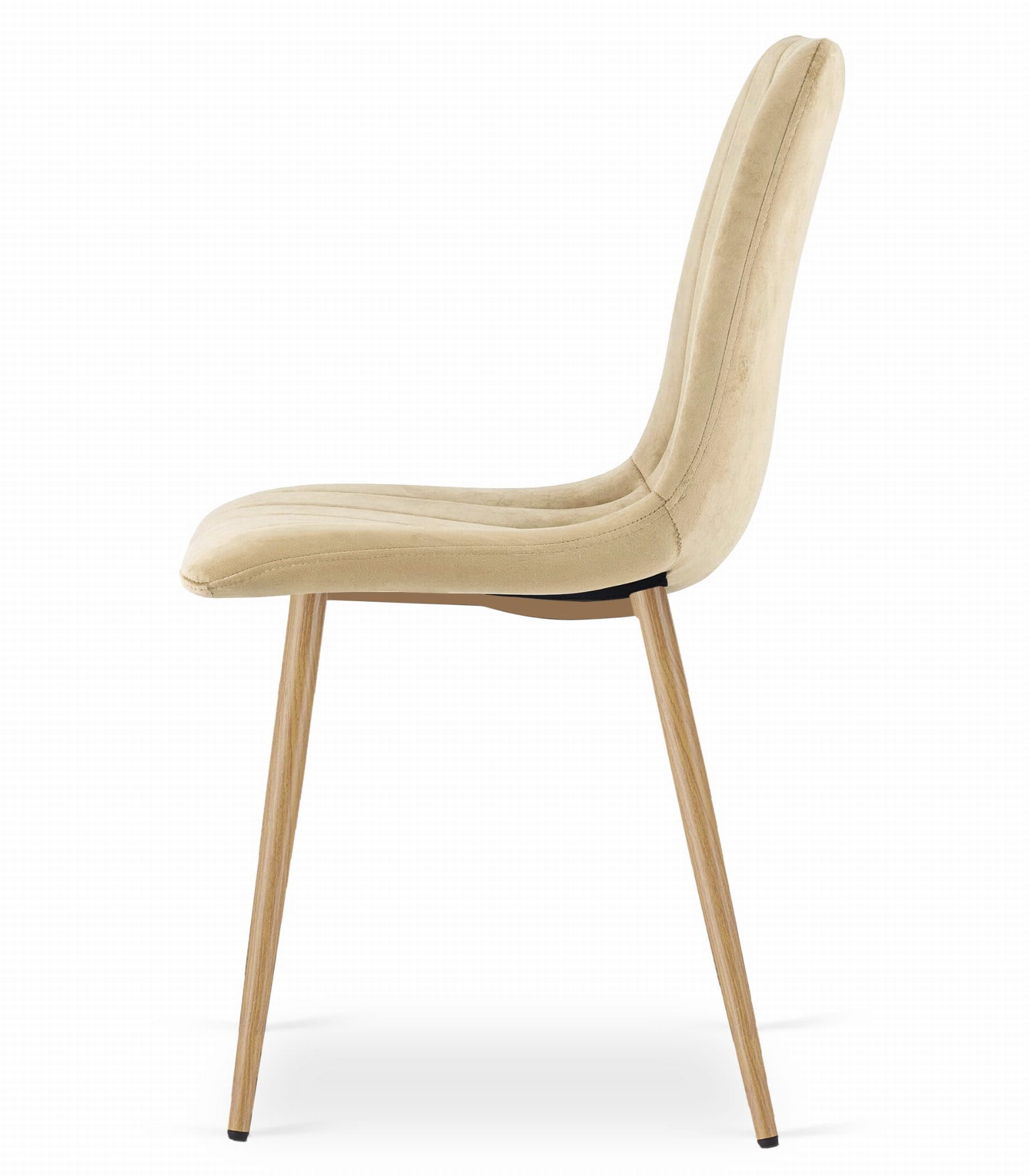 Haise De Salle À Manger - 1 Pièce - Velours Beige, Assise Rembourrée ...