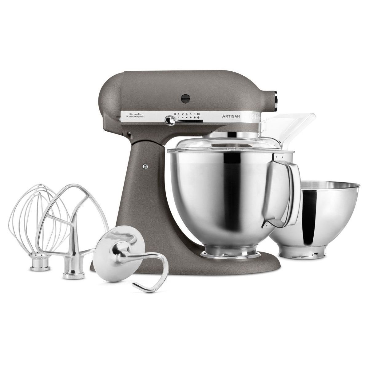 Robot pâtissier KITCHENAID 5KSM185PSEGR Artisan Gris Impérial, 4,8 L ...