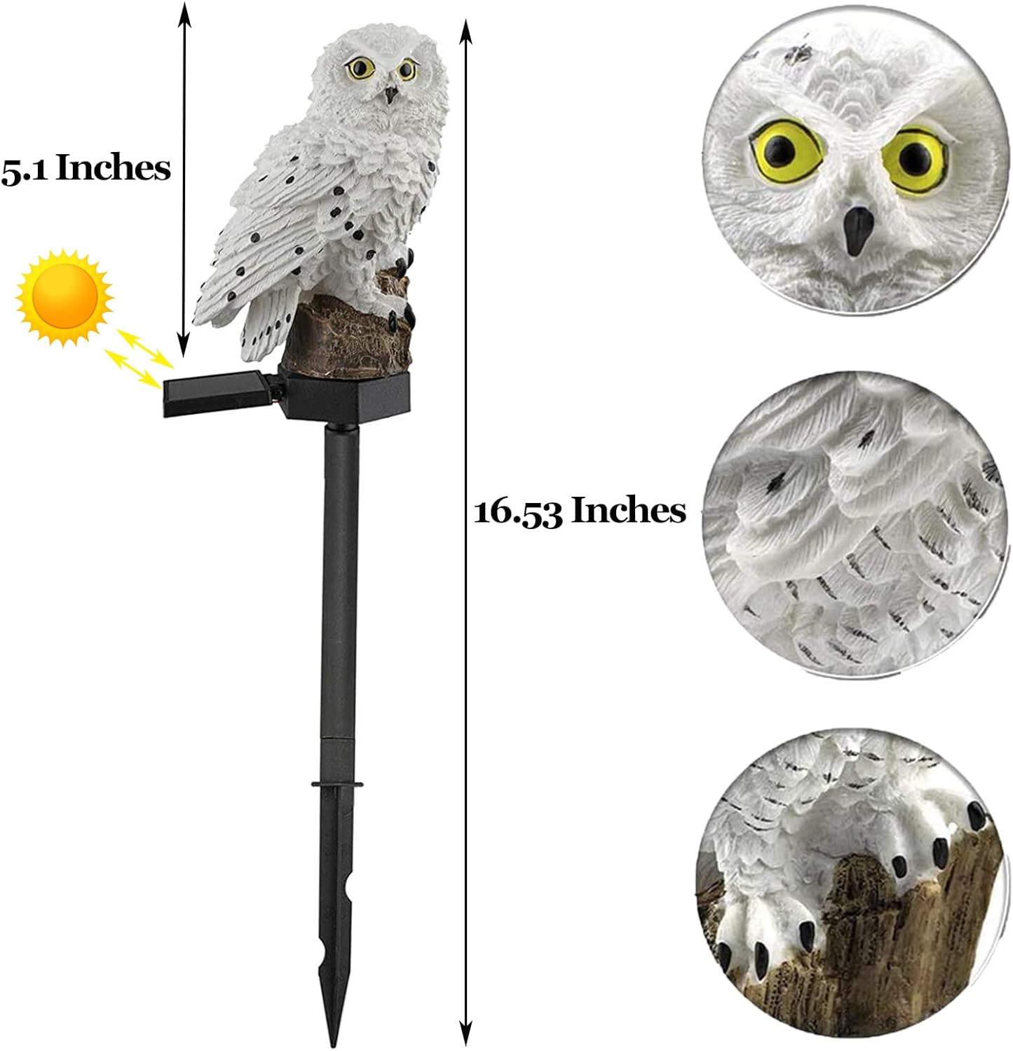 Lampe solaire de jardin à double lampe 2C, en forme de hibou, lumière ...