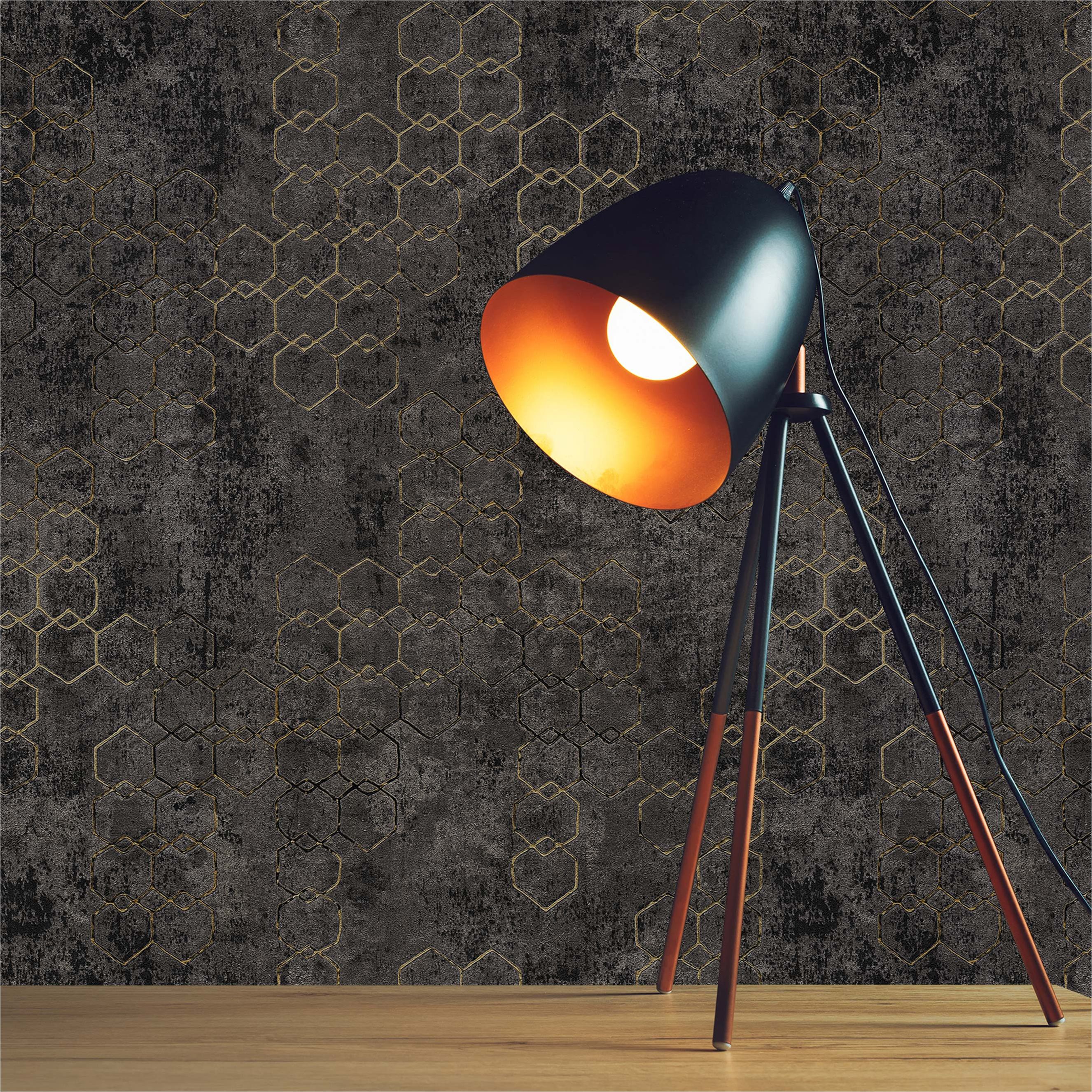 Papier Peint Graphique Carlo M1-No.424 Noir Or Papier Peint Design ...