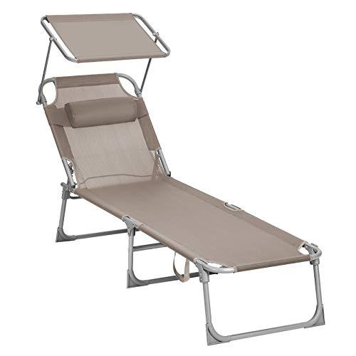 Chaise longue bain de soleil transat de relaxation avec appui-tête ...