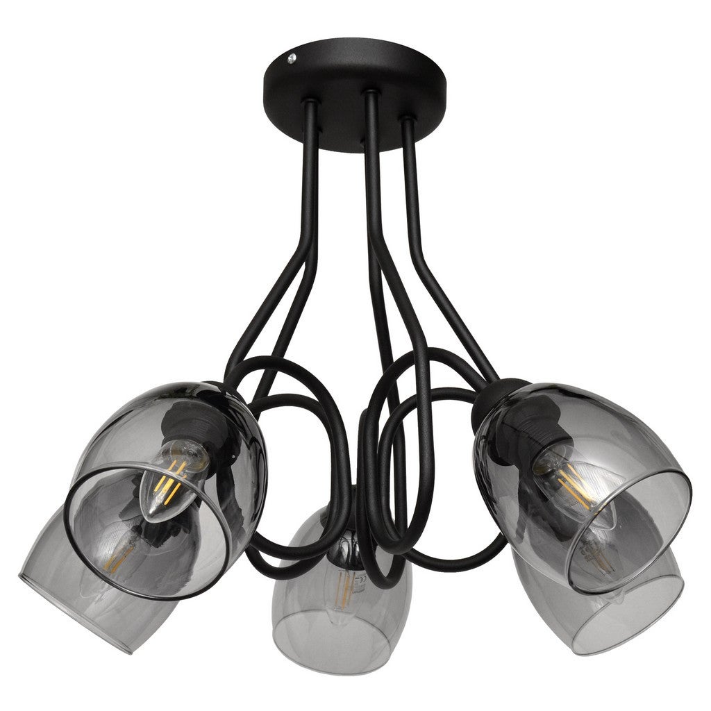 Marietta Multi Arm Lámpara de Techo Semi Empotrada Negro, Ahumado 50cm ...