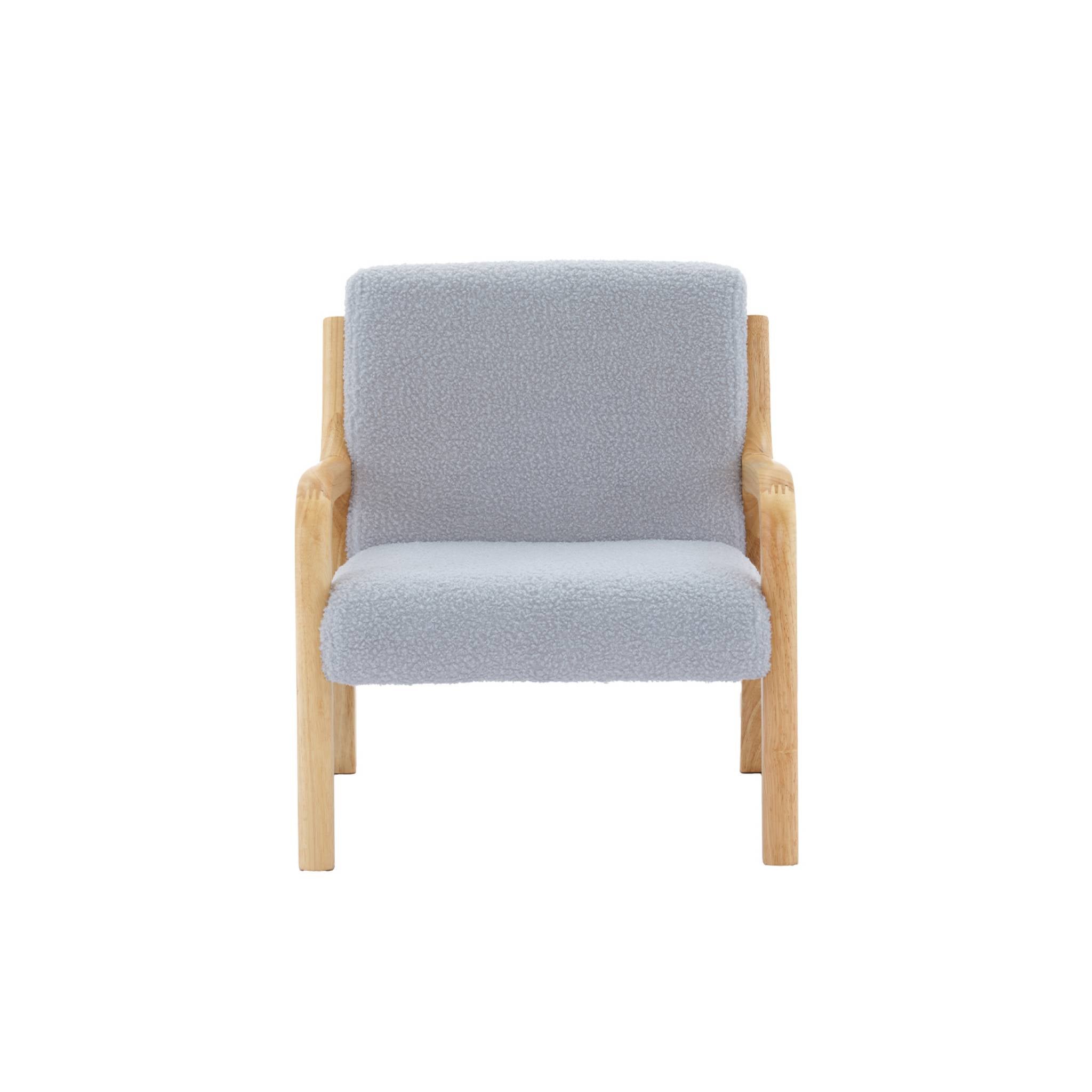 Sillón infantil escandinavo de madera y tela borreguito Gris ratón ...