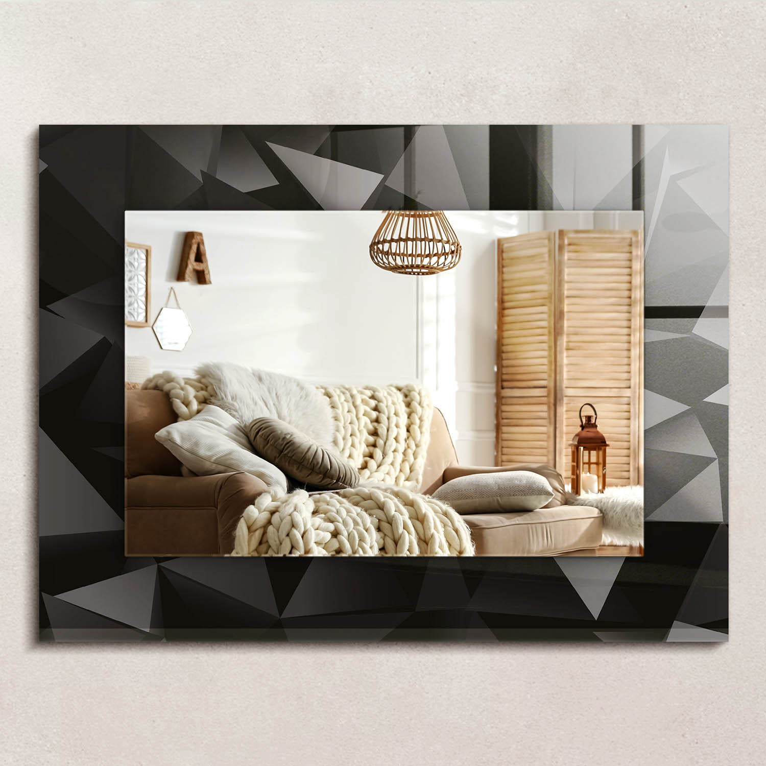 Miroir avec décoration, cadre avec impression | 80x60 | Formes ...