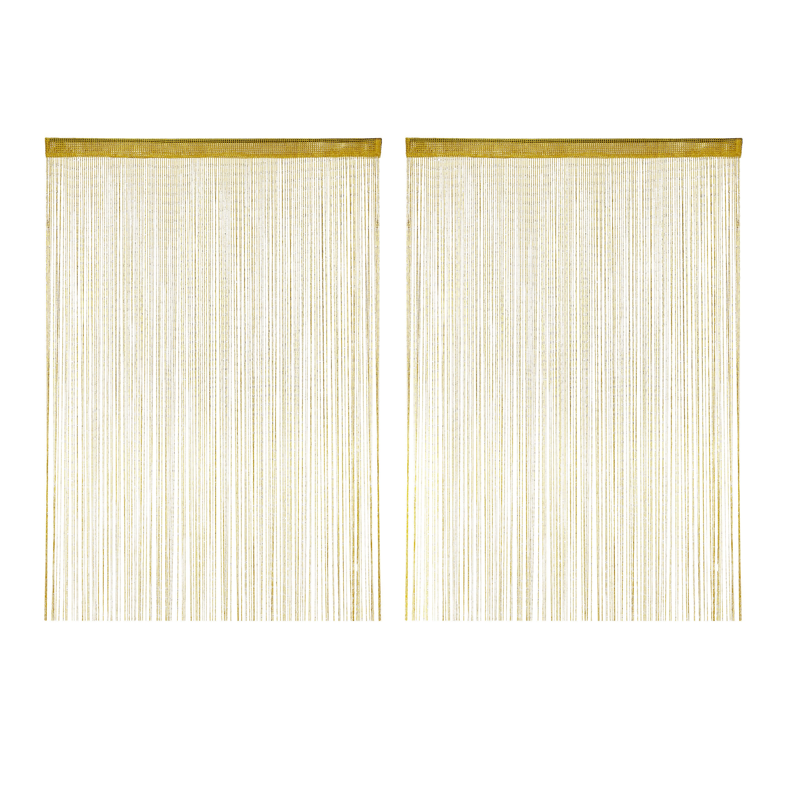 2 x rideaux à fils dorés, 145 x 245 cm, ajustables, à œillet, lavables ...