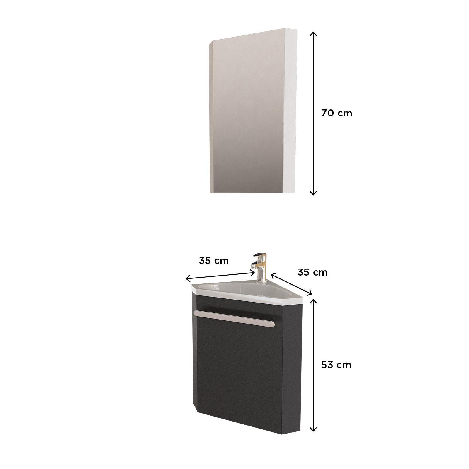 Ensemble lave-mains angle suspendu SKINO avec robinet et armoire d ...