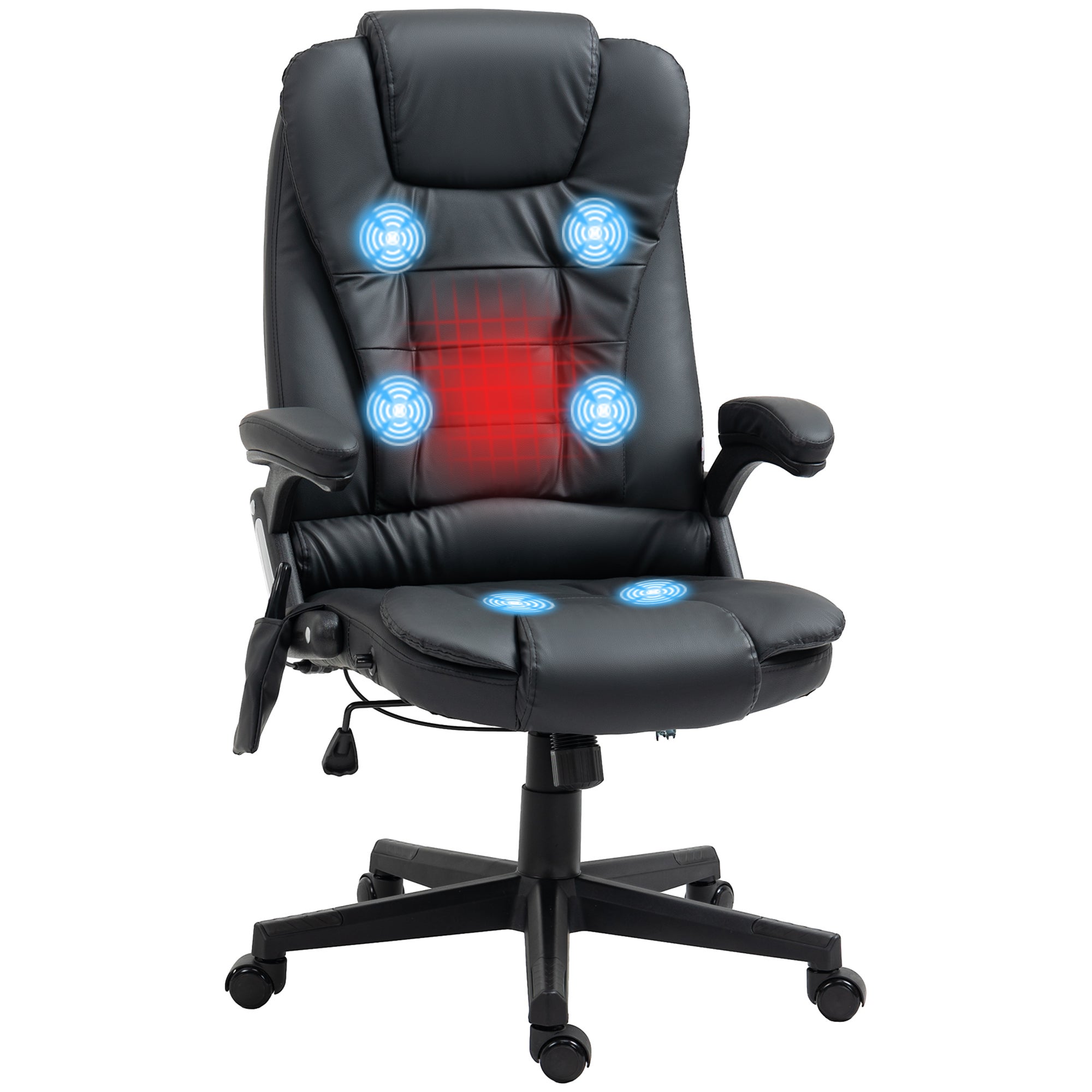 Chaise de bureau exécutive à massage vibrant et chauffant, Similicuir ...