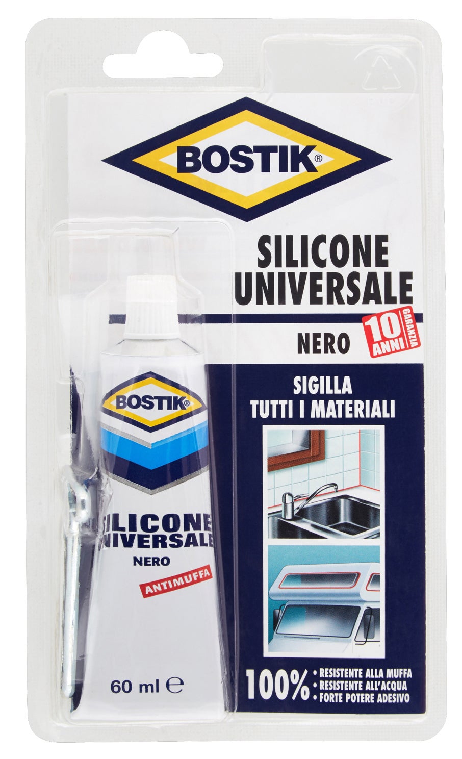 BOSTIK SILICONA UNIVERSAL 60 ML NEGRO BLISTER | Leroy Merlin