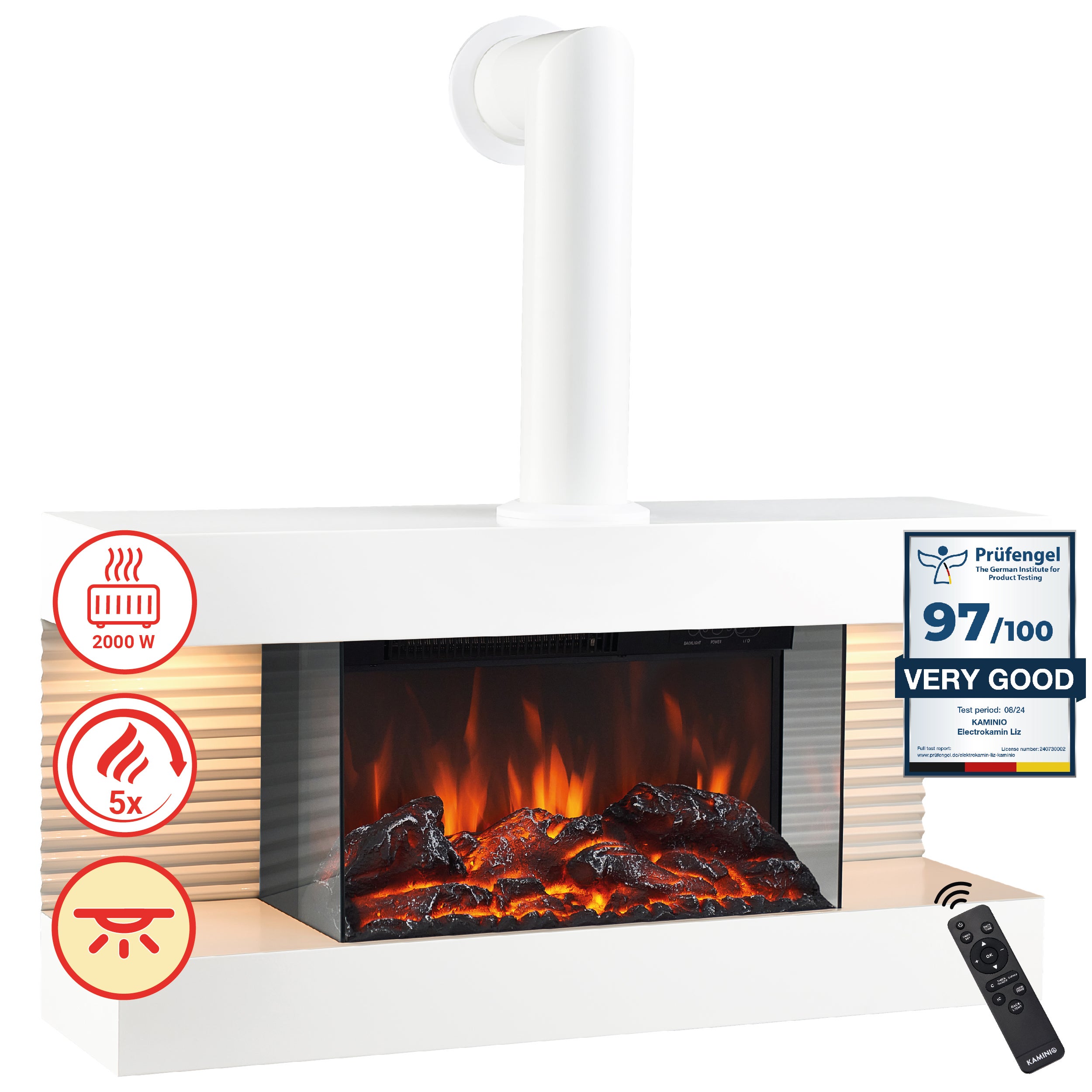 KAMINIO Eléctrica Chimenea LIZ con Tubo de Chimenea - Chimenea de Pared ...