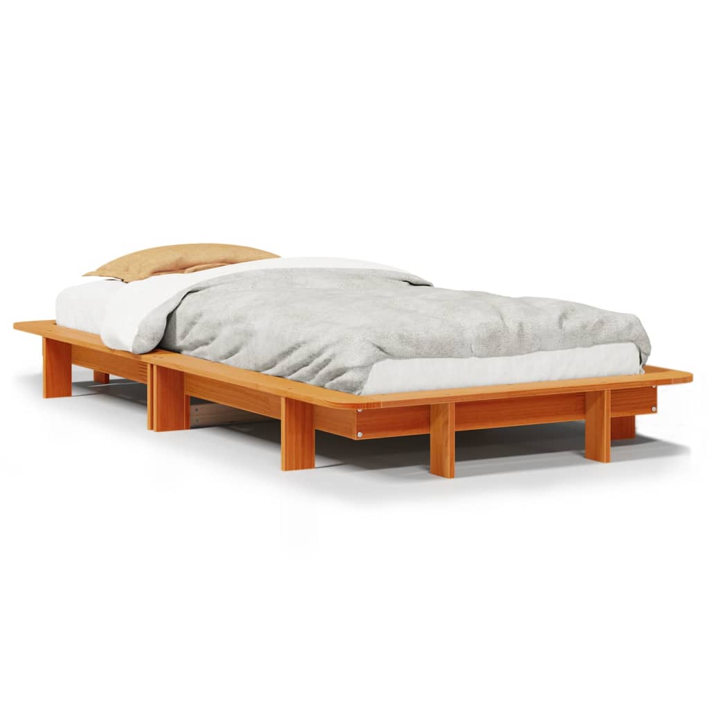 Lit Adulte | Lit simple | Cadre de lit sans matelas cire marron ...
