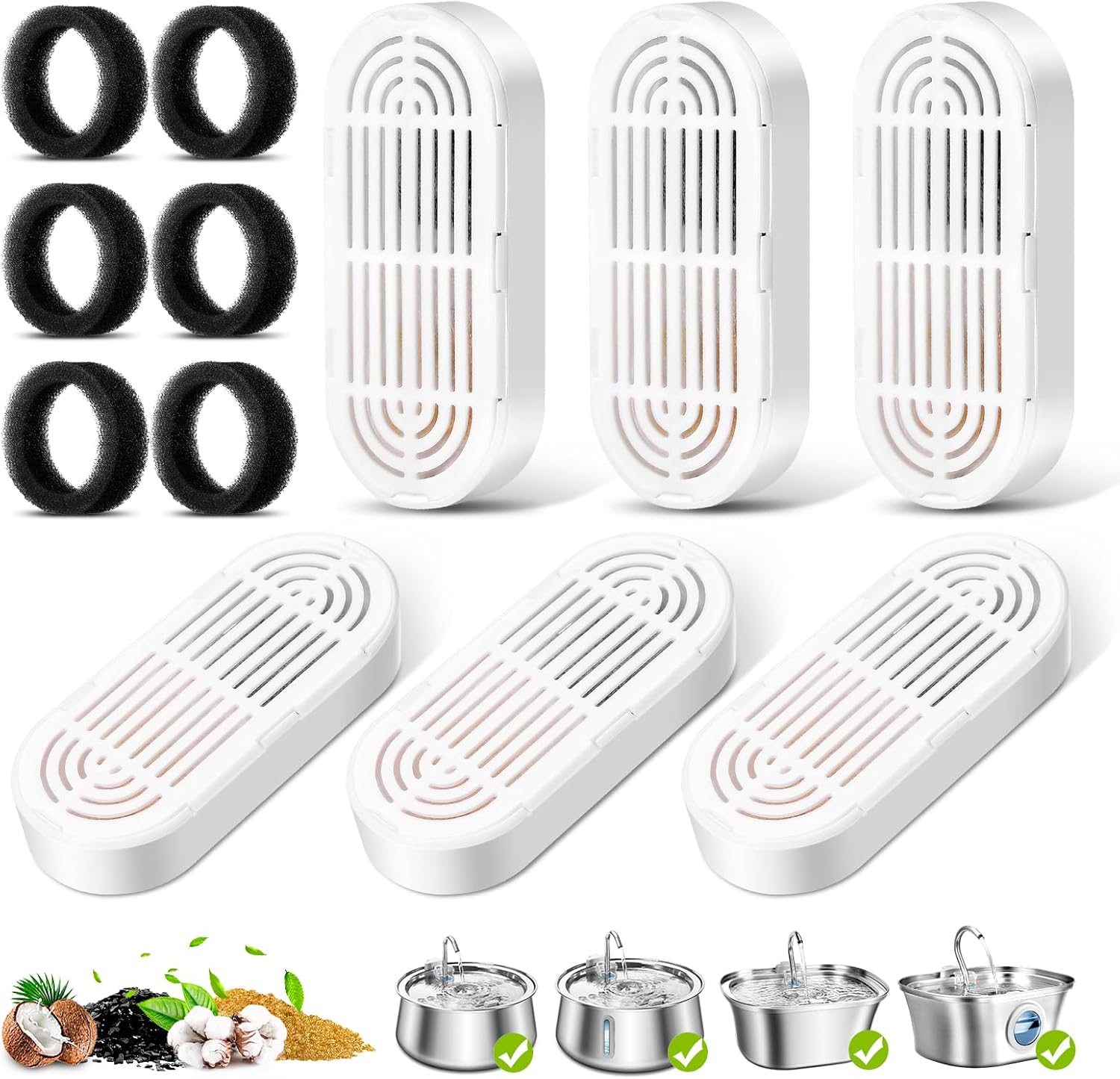 6 Pack Replacement Filters & Pre-Filter Sponges for 134oz/4L Automatic ...