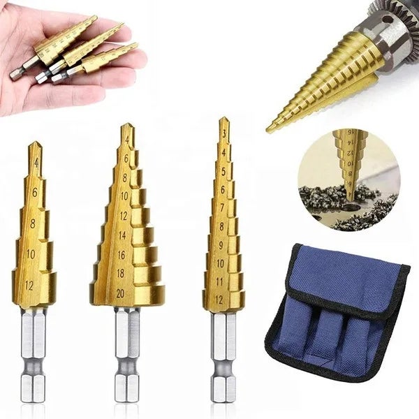 3 pièces/ensemble HSS foret à rainure droite 3-12mm 4-12mm 4-20mm ...