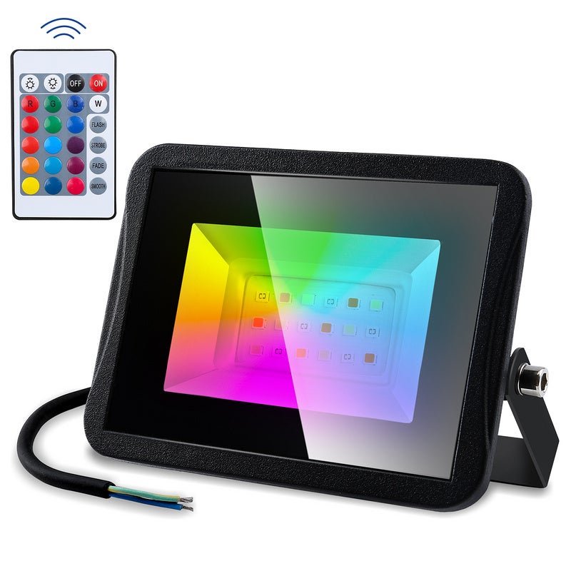 1x Foco LED RGB con mando a distancia en aluminio fundido a presión ...