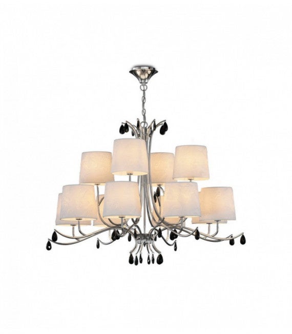 Suspension abats jours Andrea Chrome poli 12 ampoules 80cm | Leroy Merlin