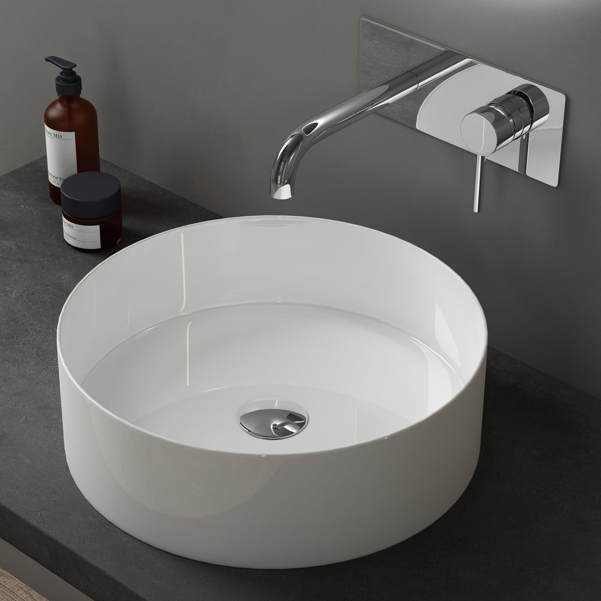 Doporro Lavabo Vasque à Poser Blanc 40x40x13 cm Lave Mains Rond en ...
