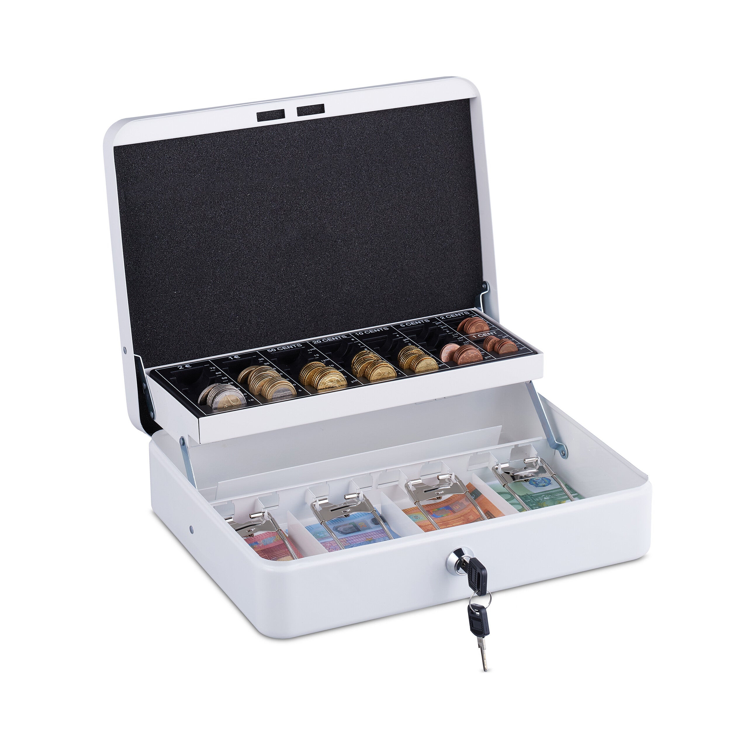 Caisse à monnaie, fer, verrouillable, pour vos pièces et billets, H x L ...