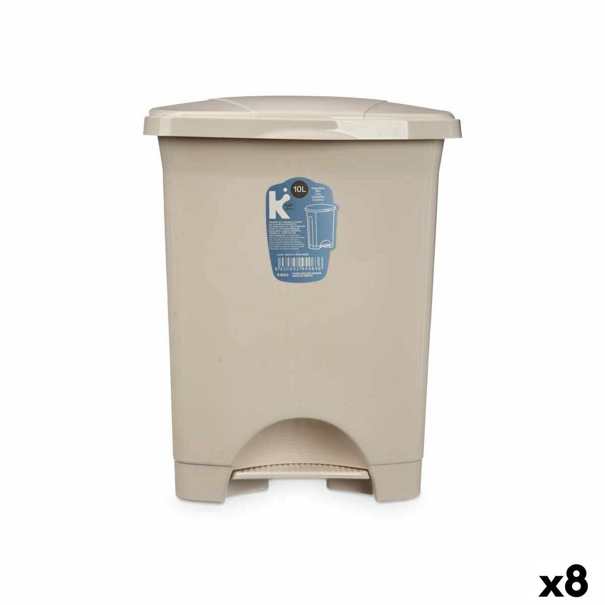 Papelera con Pedal Beige Plástico 10 L (8 Unidades) | Leroy Merlin