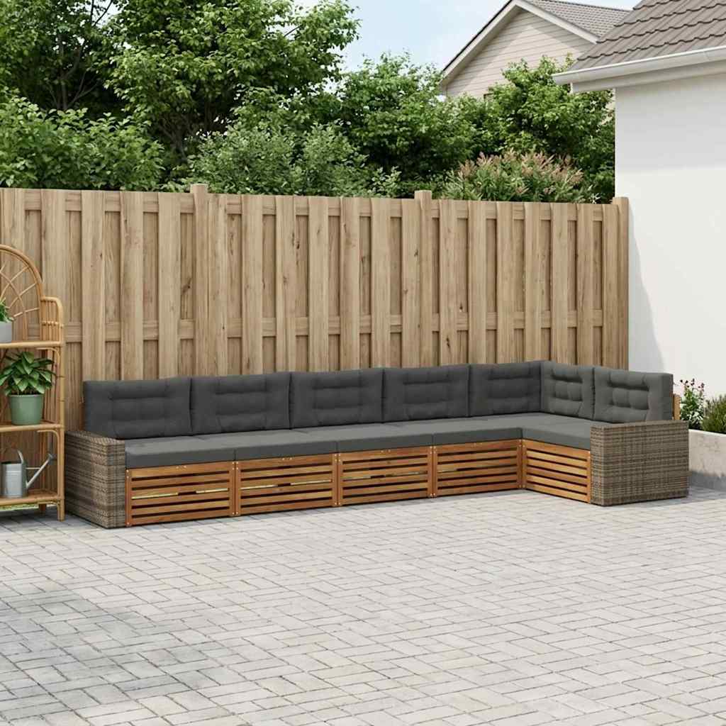 Ensemble de canapés d'extérieur 6 pcs Naturel et Anthracite | Leroy Merlin
