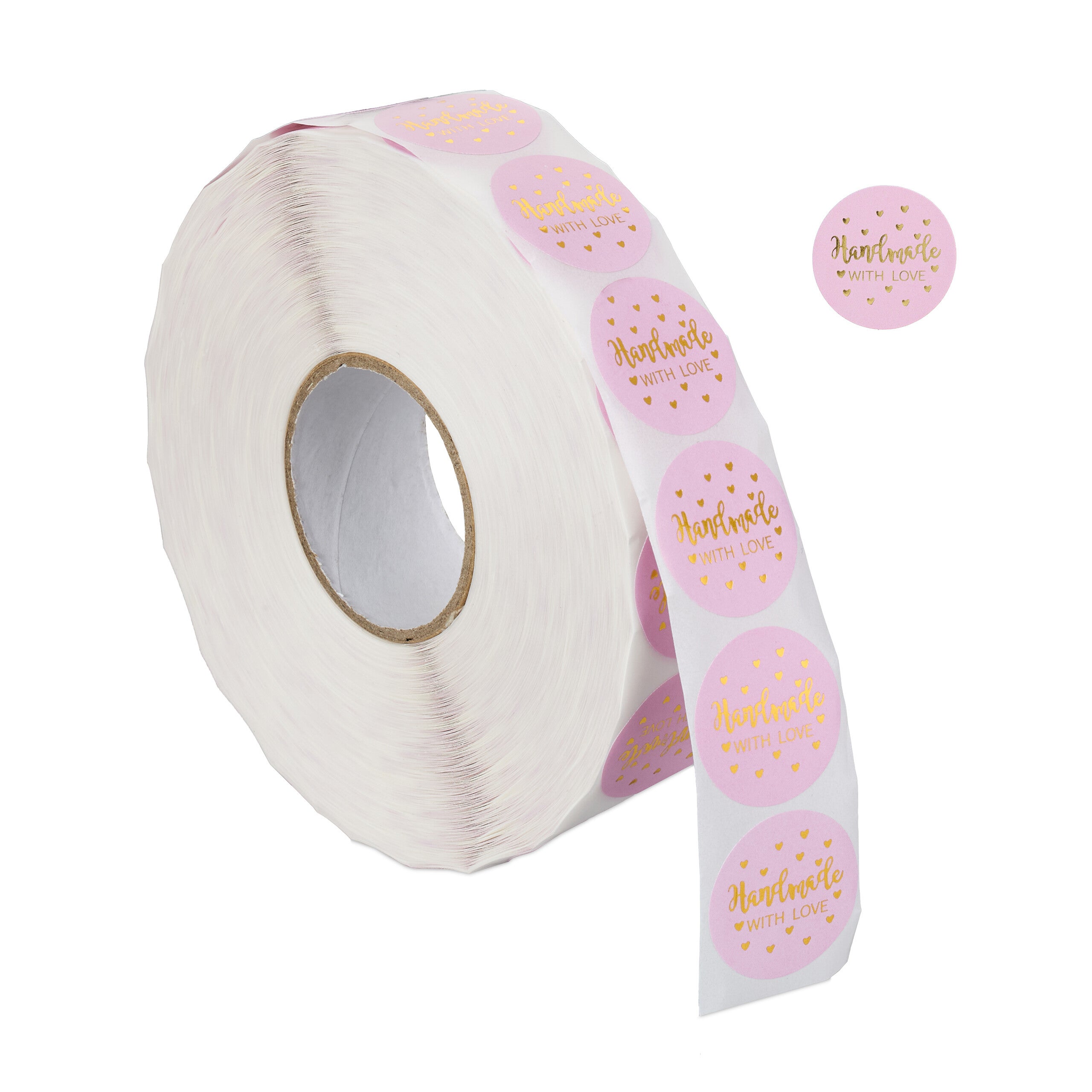 Relaxdays Rouleau étiquettes « Handmade with Love », 2500 pièces ...