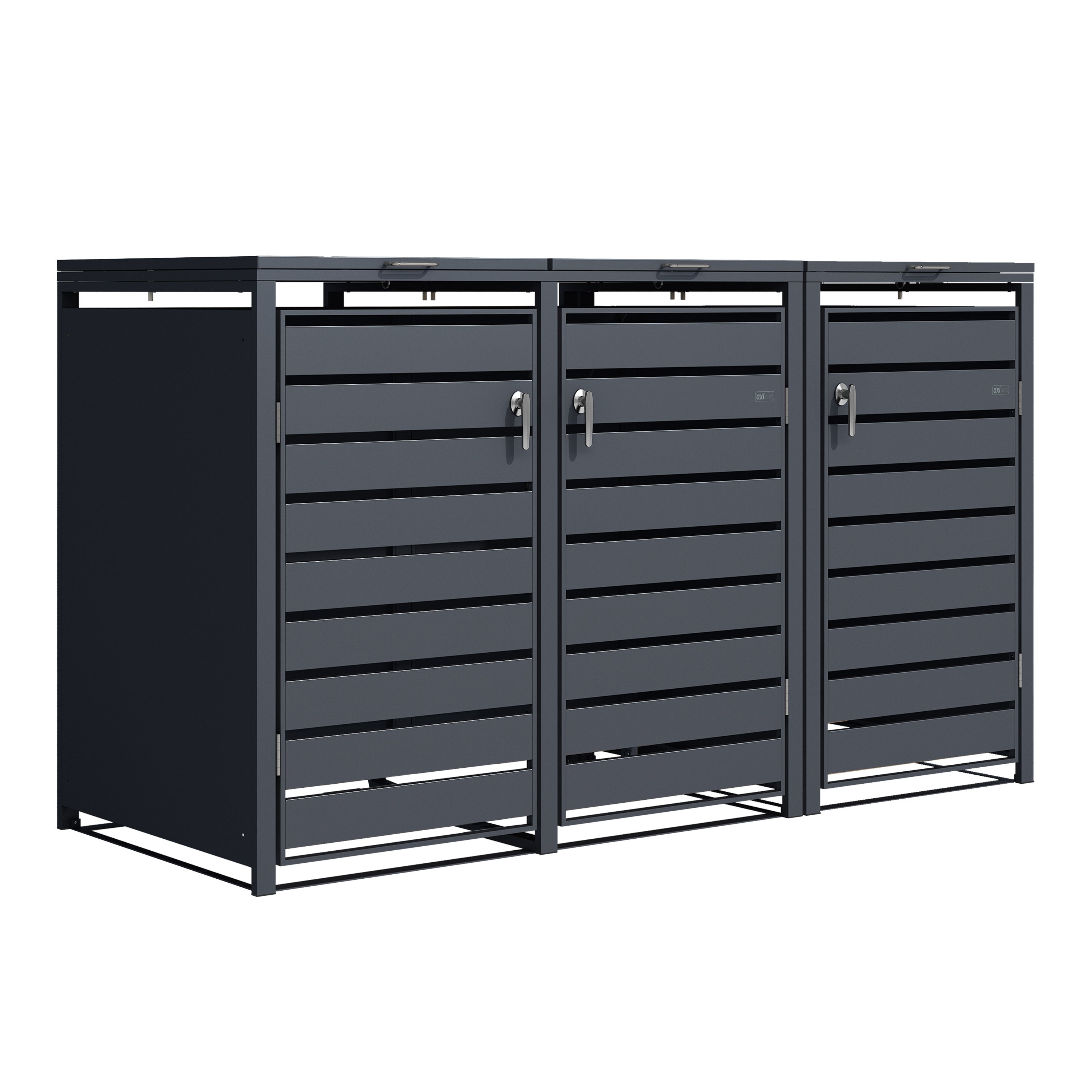 AXI Lucas Cache Poubelle Métallique Anthracite - Abri poubelle pour 3 ...
