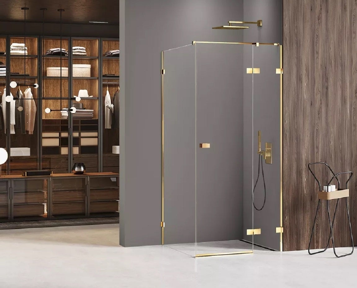 Cabine de douche doré 80x100 cm,pivotante droite MIAMI GOLD SHINE ...
