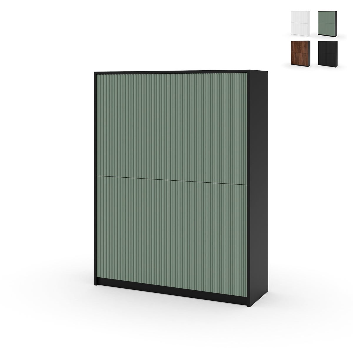 Credenza alta mobile moderno con ante cannettate Budapest - Verde ...