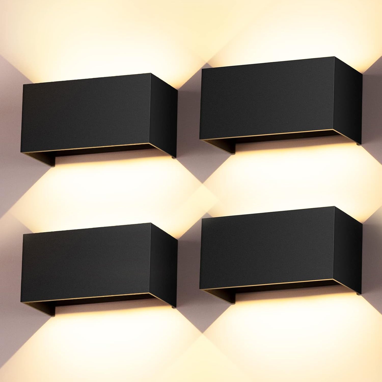 Lot de 4 appliques murales LED 24 W, appliques murales pour usage ...