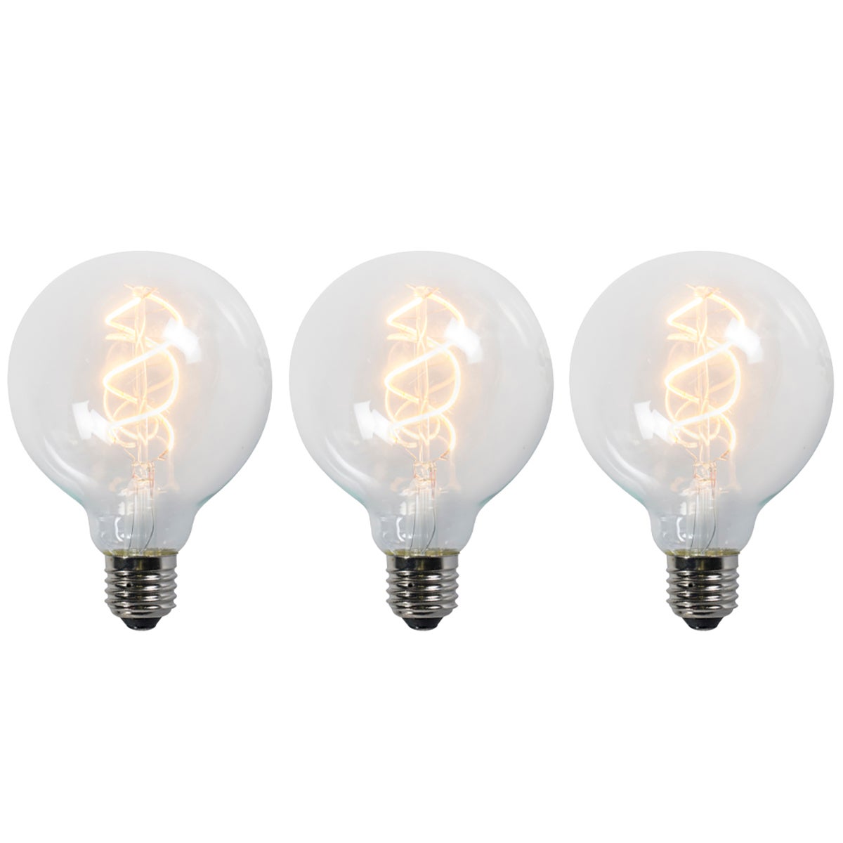 Lot de 3 lampes LED E27 à filament torsadé G95 transparente 5W 400 lm ...