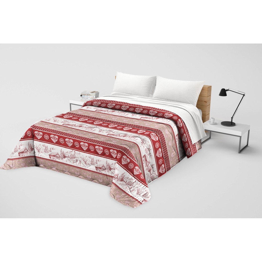 Couvre-lit matelassé GERMAGNANO tyrol ROUGE Made in Italy SINGLE 1 ...