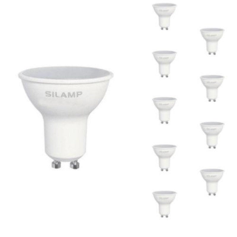 Ampoule LED GU10 8W 220V (Pack de 10) - Blanc Neutre 4000K - 5500K - SILAMP | Leroy Merlin