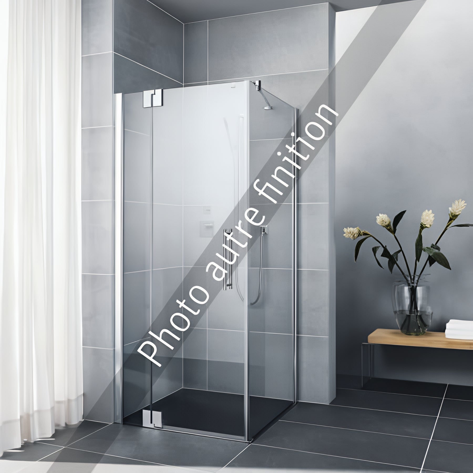 Paroi de douche pivotante largeur 83cm hauteur 200 cm argent finition ...
