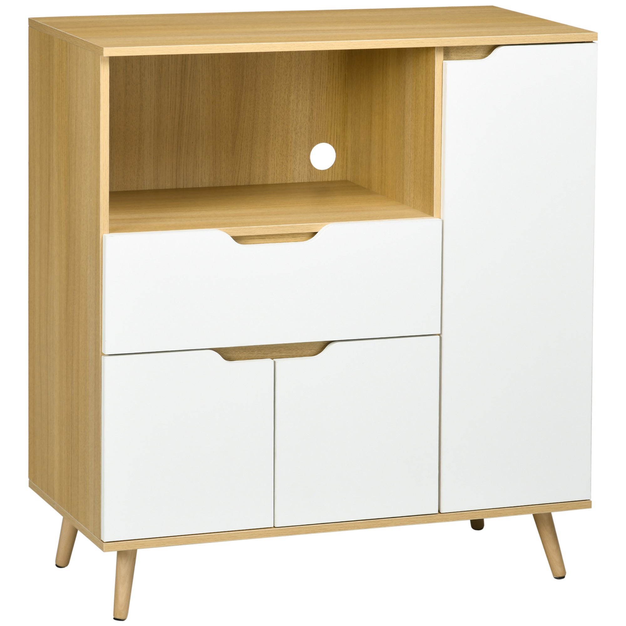 Buffet à micro-ondes avec tiroir HOMCOM 90x40x98,5cm blanc_835-905V00WT ...